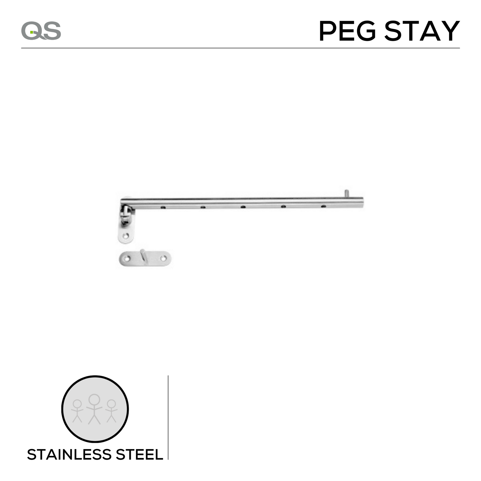 QS4601, Peg Stay with Two Pegs 300mm, Stainless Steel, QS | The ...