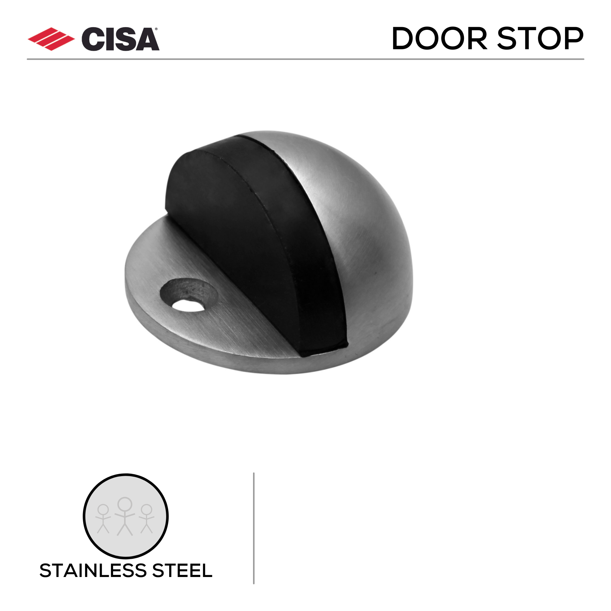 FDS01.SS, Door Stop, Floor Mounted, Hooded, Stainless Steel, CISA | The ...