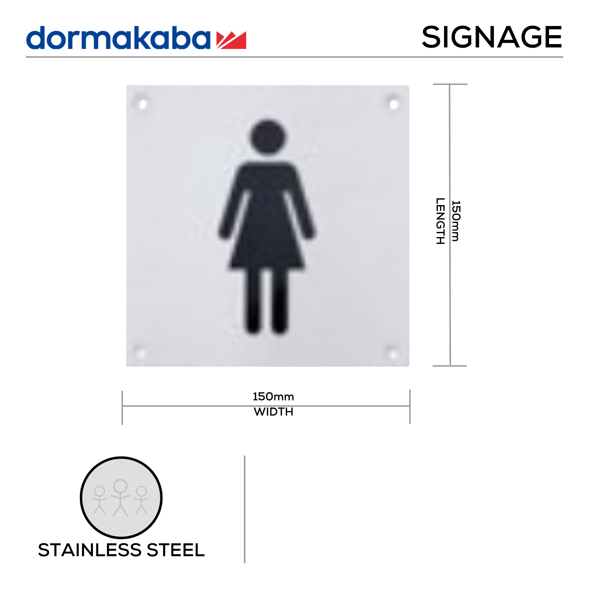 DSS-131, Door Signage, Female sign, 150mm (l), 150mm (w), 1,2mm (t), S ...
