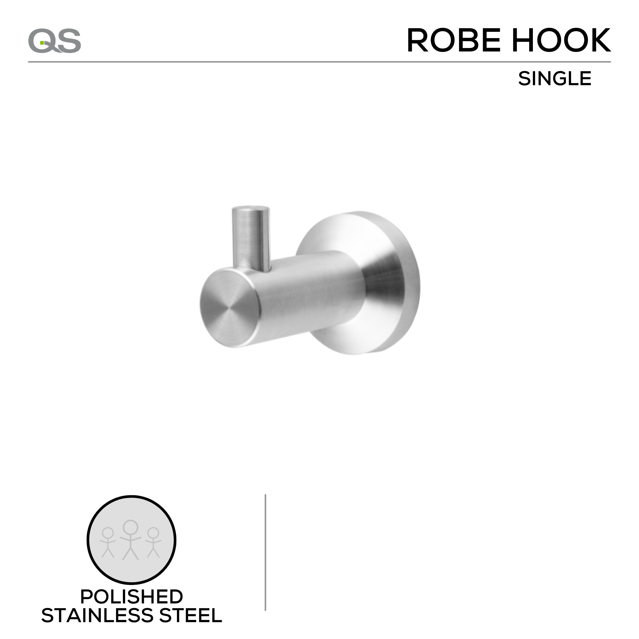 QS1513/PSS, Hook, Single Robe, Polished Stainless Steel, QS | The ...