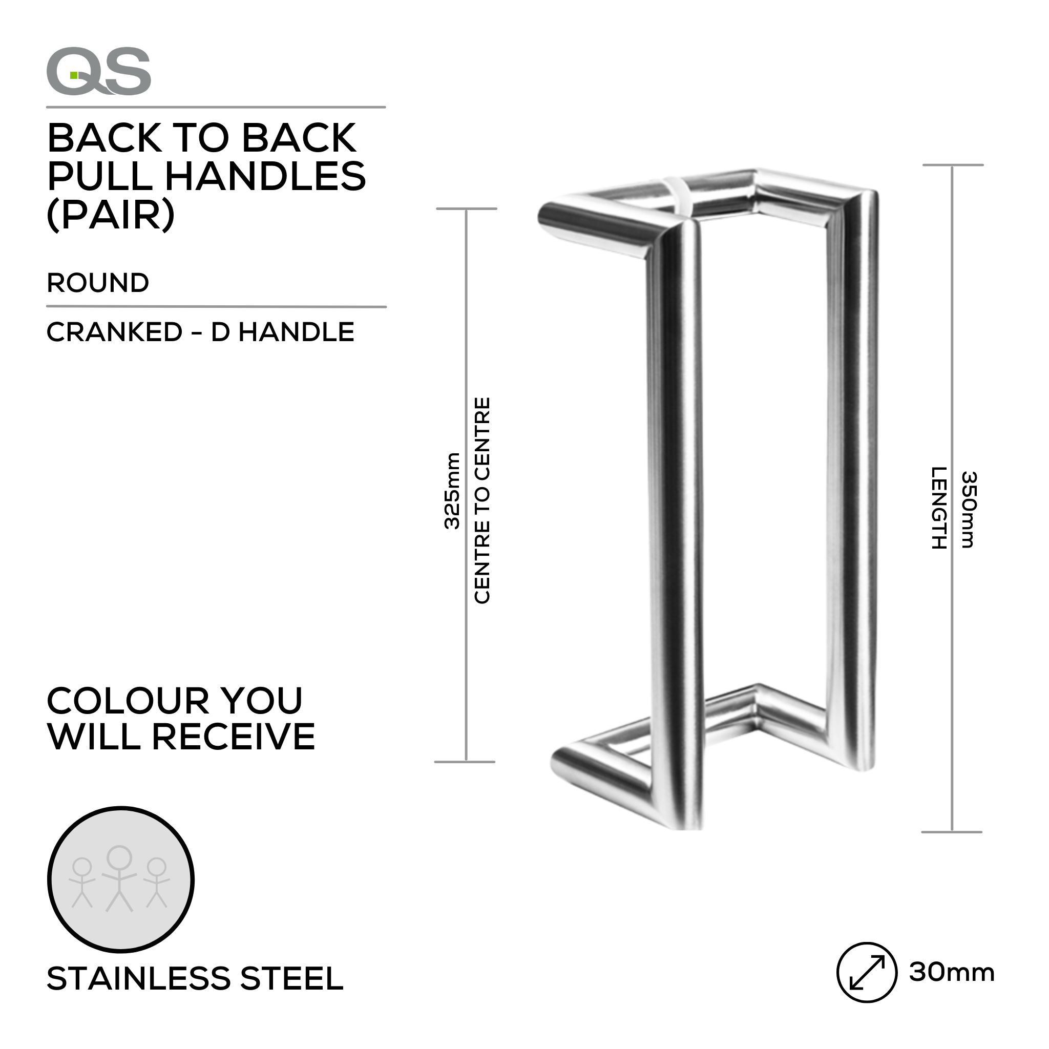 QS2603 Cranked Round D, Pull Handle, Round, Cranked, D Handle, BTB, 30 ...