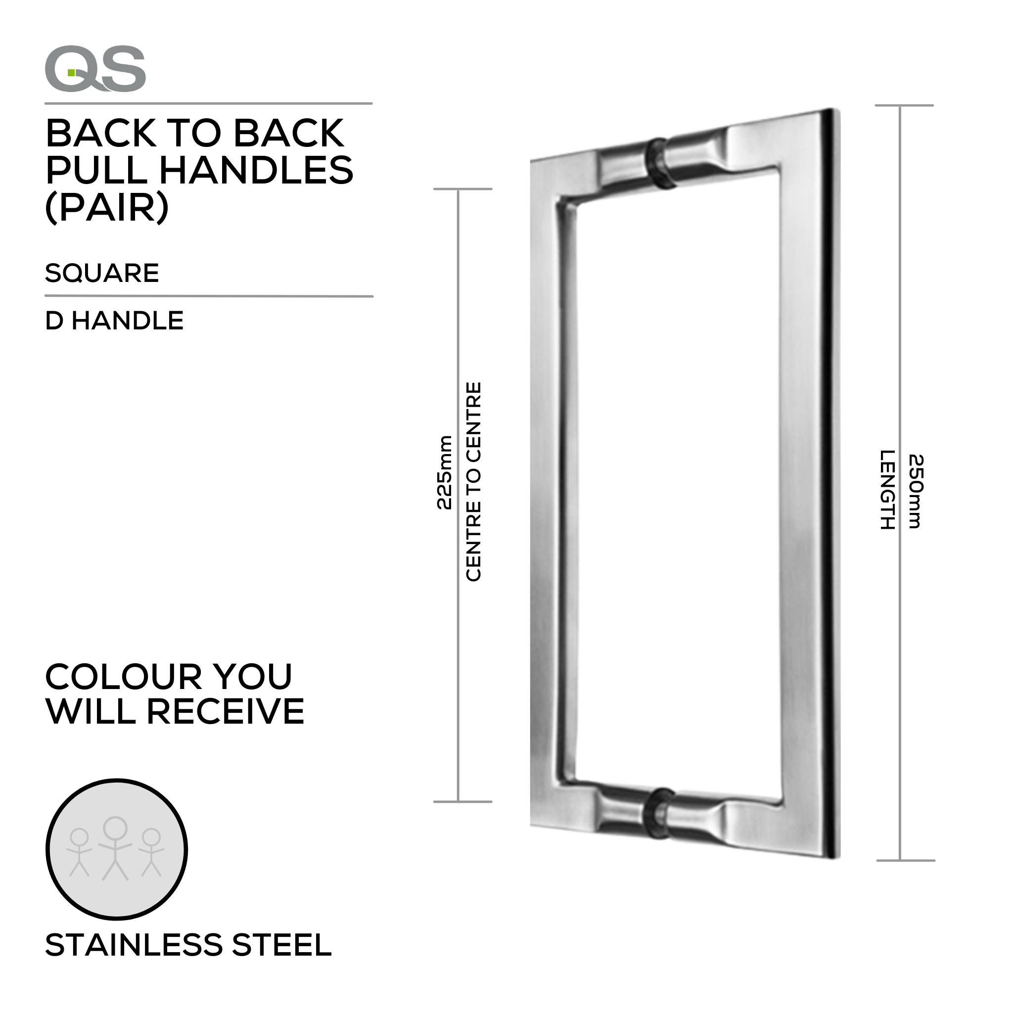 QS2627/P Pello, Pull Handle, Square, D Handle, BTB, 250mm (l) x 225mm ...