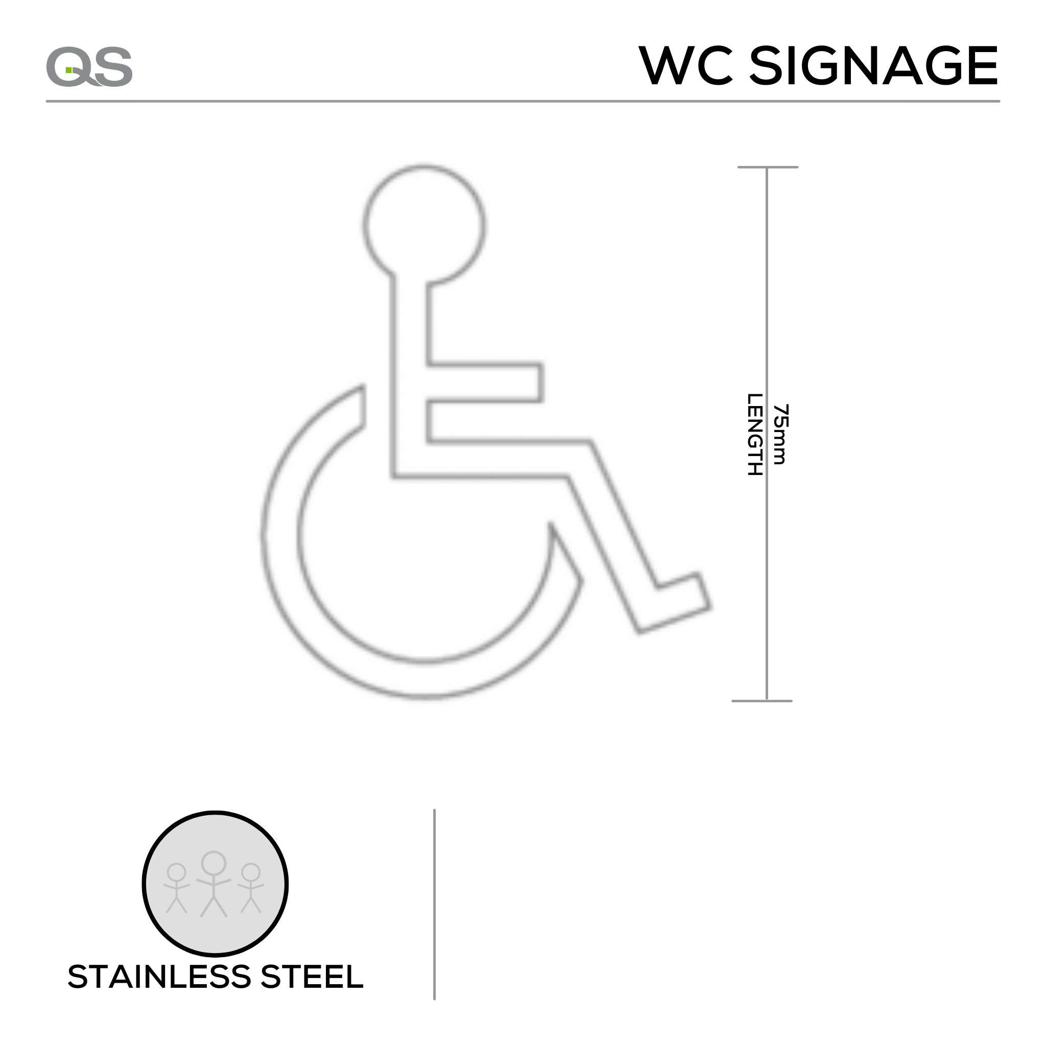 Disabled, Round, Laser Cut, Sign, 75mm x 75mm, Stainless Steel, QS ...