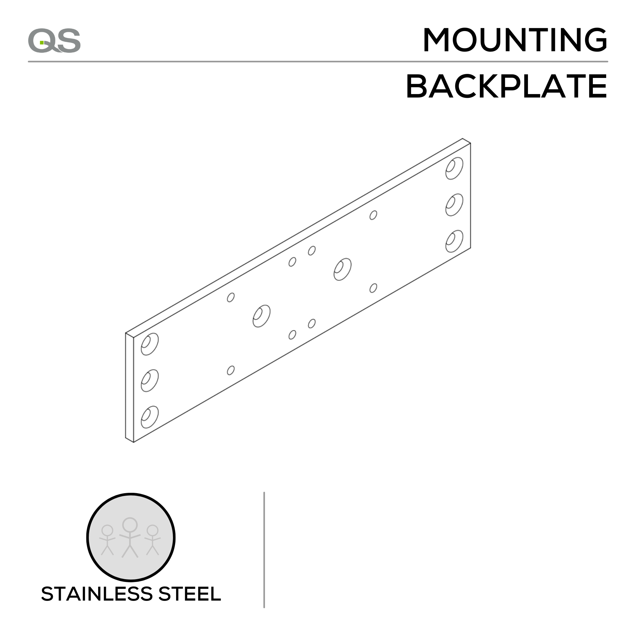 QS7710 mounting backplate, for QS700 and QS750, Stainless Steel, QS ...