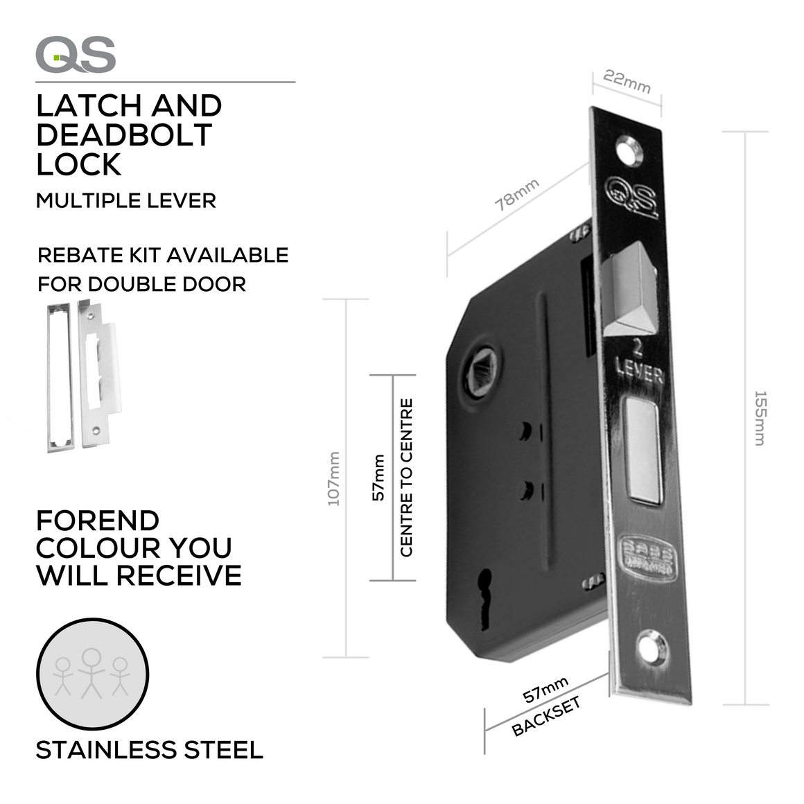 QS5757/W 2L, SABS approved, Multiple Lever, Latch & Deadbolt Lock, Lev ...