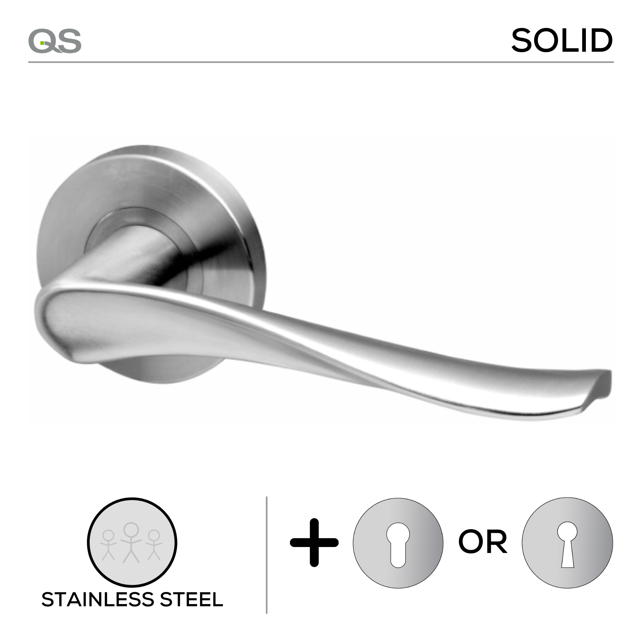 Nybro, Lever Handles, Solid, On Round Rose, With Escutcheons, Stainles ...